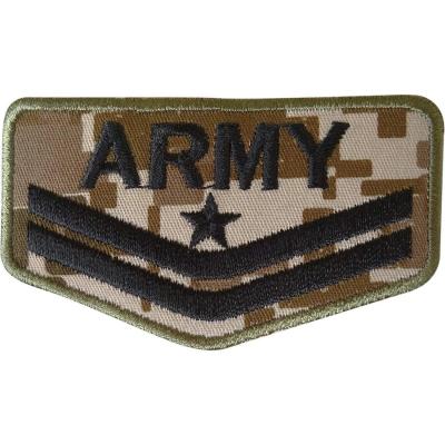 China Custom Iron On Embroidered Patch Badge ARMY Insignia Stars Green Camo Camouflage 100 PCS MOQ for sale