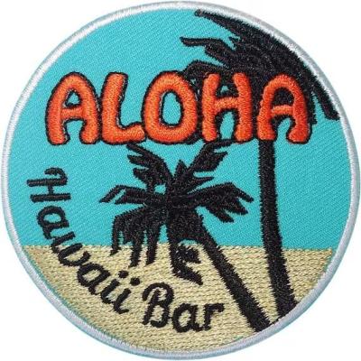 China Custom Embroidered Patch Sew On Iron On Beach Hawaii Palm Tree Design 100% Embroidery for sale