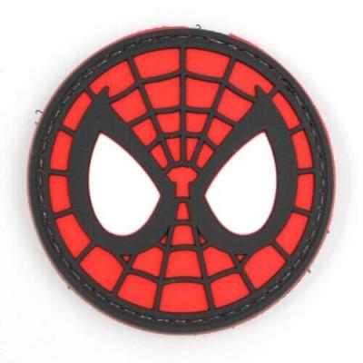 China Spiderman Eyes Head Morale PVC Patch Hook And Loop Reflective Patches for sale