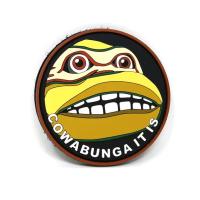China Custom PVC Hook and Loop Patch Cowabunga It Is Sew On Embroidered Morale Patch 3D Rubber for sale
