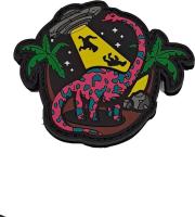 China Custom PVC Patch Dinosaur Space UFO Hook Loop 3D Rubber Patch 8x8cm for sale