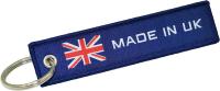 China Custom 130x30mm Embroidered UK Flag Motorcycle Keychain with Metal Ring Attachment for sale