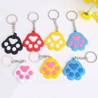 China Custom Soft PVC Keychain Creative Dog Cat Paw Silicone Car Accessories 3D for sale