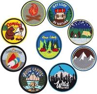 China Custom Round Embroidery Patch Wild Flower Camp Painting Clothing Decoration 100 PCS MOQ for sale