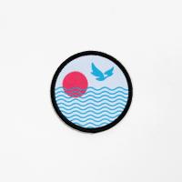 China Durable Custom Woven Patches Badges Polyester Material Pantone Color for sale