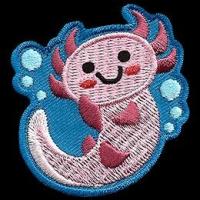 China Custom Iron On Embroidered Patches Durable Axolotl Embroidery Patches 150mm for sale