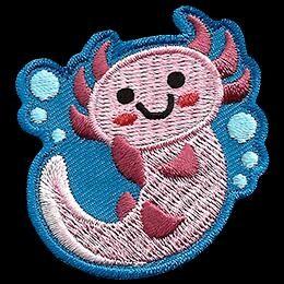 China Custom Iron On Embroidered Patches Durable Axolotl Embroidery Patches 150mm for sale