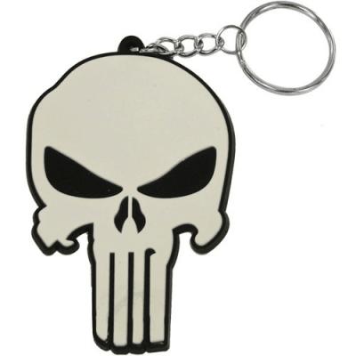 China Custom Soft Rubber PVC Keychain Promotional Gift Marvel Punisher Logo 3D Molded for sale