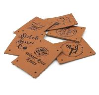China Custom PU Leather Labels Hot Stamping Logo Felt Backing 0.5-2mm for Jeans Hats for sale