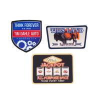 China Custom Dye Sublimation Heat Transfer Patch 100pcs MOQ Shrink Proof for T Shirt Logo for sale