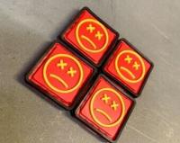 China Custom Smile Sad Face PVC Rubber Patch Iron On Velcro Hook Loop 3D Embroidered Morale Patch for sale
