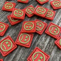 China Custom Smile Sad Face PVC Rubber Patch Iron On Velcro Hook Loop 3D Embroidered Morale Patch for sale