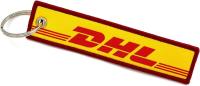 China Custom Logo Design DHL Flight Crew Embroidered Keyring Woven Keychain for sale