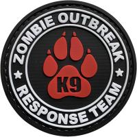 China Zombie Outbreak Response Team Kitty Custom Rubber PVC Patch 90mm Diameter Velcro Backing for sale