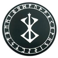 China Custom PVC Soft Rubber Patch Berserker Brand Of Sacrifice Red Norse Rune Viking 6C for sale