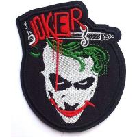China Custom Joker Embroidered Iron On Patch 3x2inch Twill Fabric Background for sale