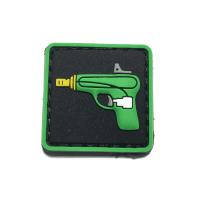 China Custom 3D PVC Rubber Patch Emoji Water Pistol Design Durable Flexible for sale