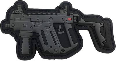 China Custom Mini Gun KRISS Vector Series PVC Morale Patch Iron On Patch 3D 5x5cm for sale