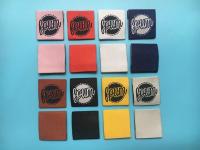 China Custom Polyester Woven Clothes Label Heat Cut Border 1-8 Colors Pantone for sale