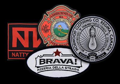 China Iron On Backside Custom Woven Badges For Clothing for sale