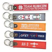 China Polyester Embroidered Custom Woven Keychain 1pc/Opp Bag Packing for sale