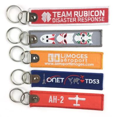 China Polyester Embroidered Custom Woven Keychain 1pc/Opp Bag Packing for sale