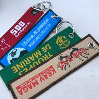 China Polyester Embroidered Custom Woven Keychain 1pc/Opp Bag Packing for sale