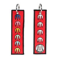 China Custom Remove Before Flight Embroidered Keychain 130x30mm Cotton Durable Bulk Pack for sale
