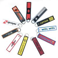 China Custom Remove Before Flight Embroidered Keychain 130x30mm Cotton Durable Bulk Pack for sale