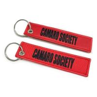 China Custom Embroidered Keychain 130x30mm Bulk Pack Remove Before Flight Cotton Keychain for sale