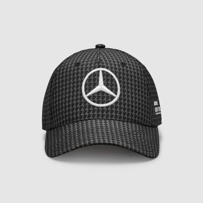 China AWELLS Black Embroidered Logo Cotton Baseball Cap with 6 Eyelets and Pre-Curved Brim for sale