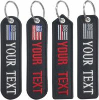 China Custom Embroidered Remove Before Flight Keychain 130x30mm Nylon Promotional Gift for sale