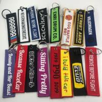 China Custom Embroidered Remove Before Flight Keychain 130x30mm Durable Cotton for sale