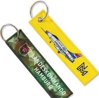 China Custom Woven Keychain Polyester 100pcs MOQ Personalized Design Split Ring for sale