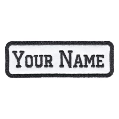 China Custom Iron On Embroidered Name Patches 100pcs Bag Merrowed Border Personalized for sale