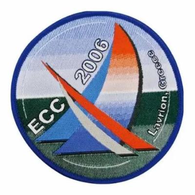 China Custom Woven Patches Merrow Border Fabric Patch Badge No MOQ Custom Size for sale