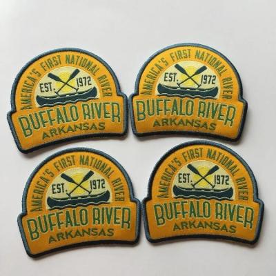 China Custom Woven Patches with Merrow Border Iron On Backing for Clothing Custom Size for sale