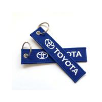 China Custom Embroidered Keychain 130x30mm Cotton Double Side Car Gift Logo for sale