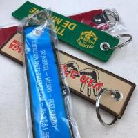 China Custom Embroidered Shaped Keychains Flight Key Chain Woven Key Chain Big Ring for sale