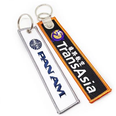 China Custom Logo Fabric Key Tag Embroidery Keychain Label Key Chain for sale