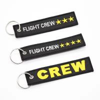 China Custom Embroidered Keychain 130x30mm Cotton Fabric Key Tag Luggage Tag for sale