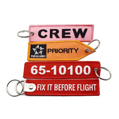 China Custom Embroidered Keychain 130x30mm Cotton Bulk Aviation Accessory for sale