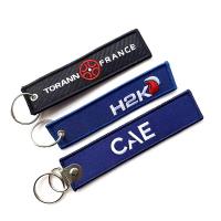 China Custom Embroidered Keychain 130x30mm Cotton Handmade Promotional Gift with Logo for sale