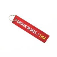 China Custom Embroidered Cotton Keychain 130x30mm Handmade Luggage Tag Bulk Pack for sale