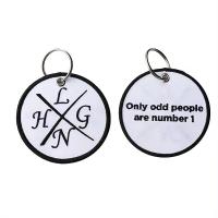 China Custom Embroidered Cotton Keychain 130x30mm Handmade Luggage Tag Bulk Pack for sale