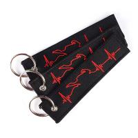China Custom Embroidered Cotton Keychain 130x30mm Handmade Luggage Tag Bulk Pack for sale