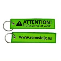 China Custom Embroidered Keychain 130x30mm Cotton Fabric Double Sided Jet Tag for sale