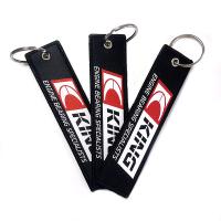 China Custom Embroidered Keychain 130x30mm Cotton Fabric Key Tag for Aviation Gifts for sale