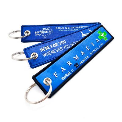 China Custom Embroidered Keychain 130x30mm Cotton Fabric Handmade Anime Motorcycle Key Tag for sale