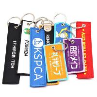 China Custom Embroidered Cotton Keychain 130x30mm Bulk Handmade Durable Fabric Key Ring for sale